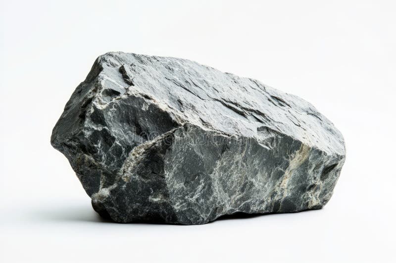 Large Dark Rock on White Background Texture and Form. Artificial ...