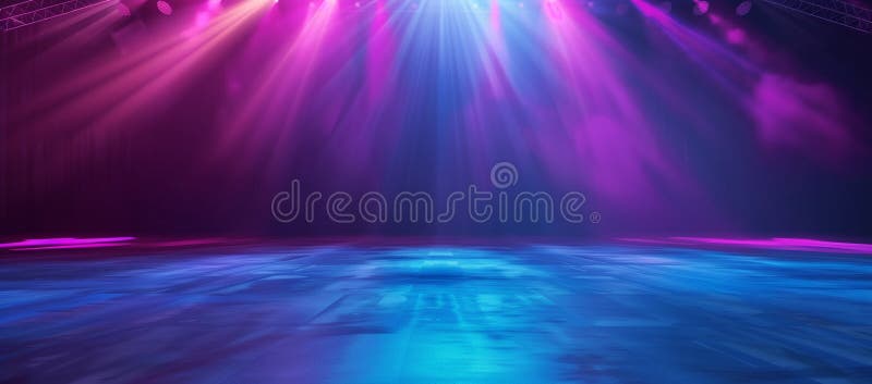 A Large Dark Stage with Bright Lights Shining Down, Creating an ...