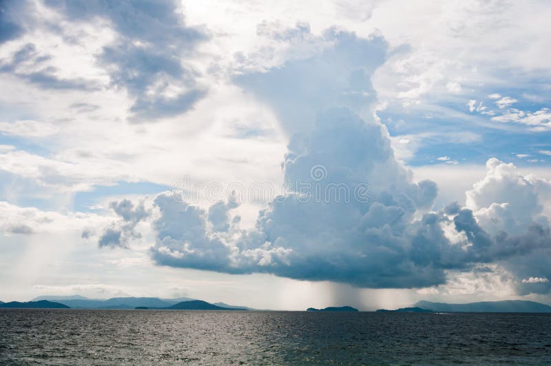 A Large Dark Tall Rain Cloud Over the Sea Stock Image - Image of ...