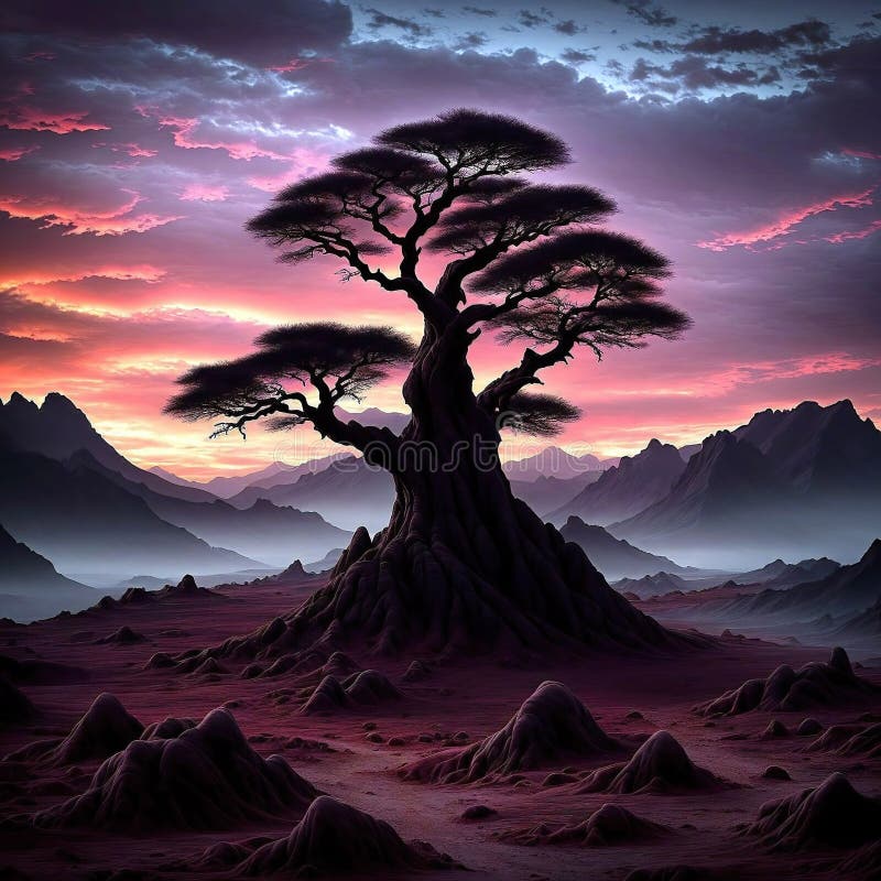 Dark Tree Created with Generative AI Stock Illustration - Illustration ...