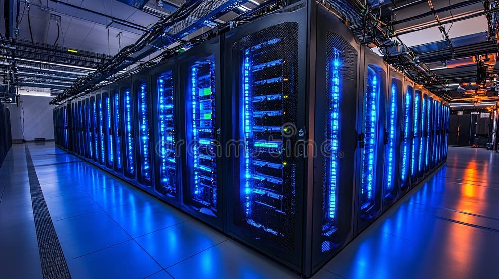Large Data Center Computer Room Stock Image - Image of cabinet, bluray ...