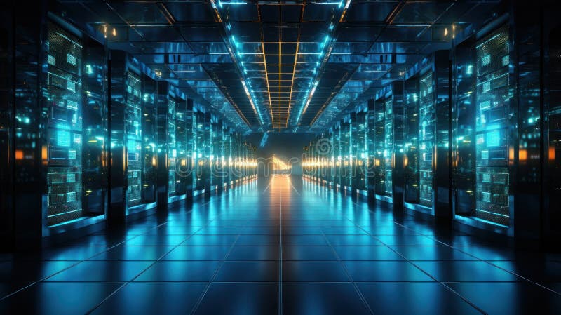 A Large Data Center Room Filled with Lots of Servers Stock Illustration ...