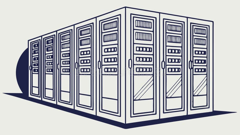 Large Data Server Racks Digital Infrastructure And Hosting Vector Design Generative Ai Stock