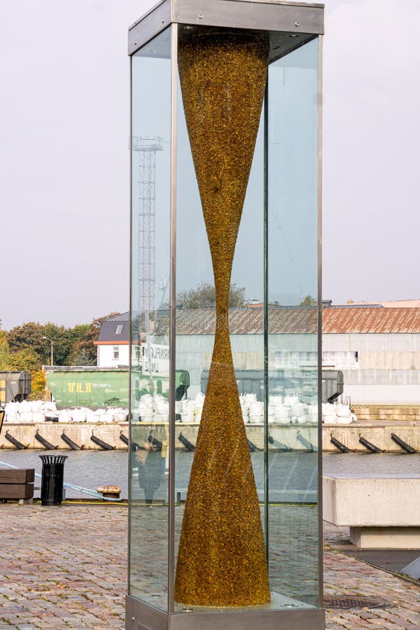Large Decorative Hourglass in a Glass Box in the City. Stock Image ...