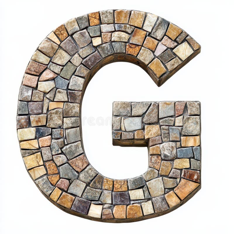A Large Decorative Letter G Made of Various Colored Stones, Showcasing ...