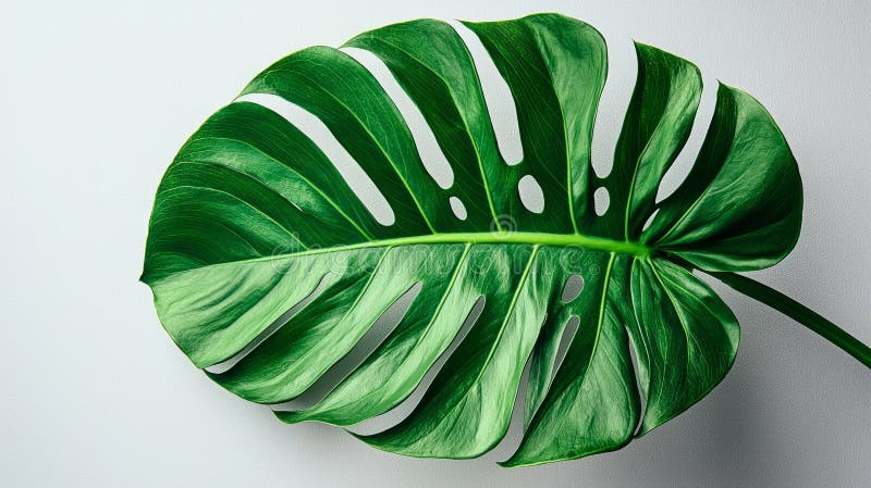 Large Deep Green Monstera Leaf Displays Its Smooth Texture and Unique ...