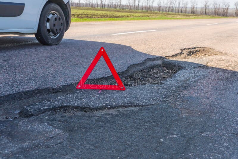 Large Deep Pothole an Example of Poor Road Stock Image - Image of ...
