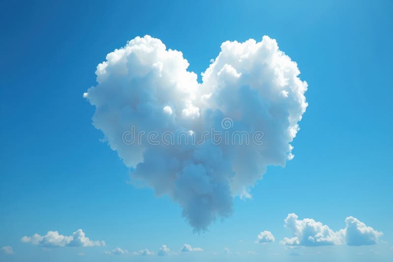 Large, Defined Heart Shaped Cloud, Bright White Against Deep Blue ...
