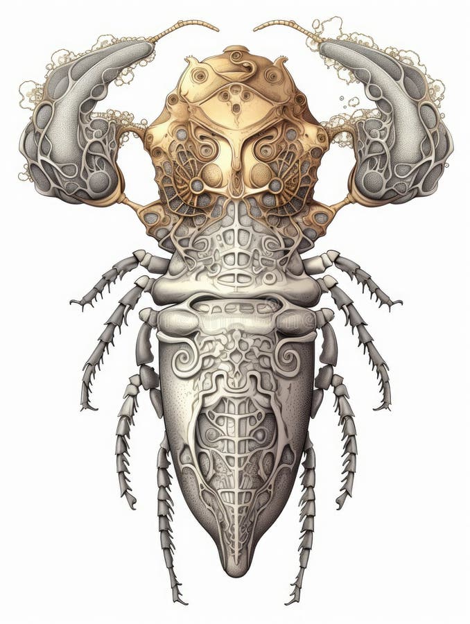 Large, Detailed Drawing of an Insect or Beetle. it is Depicted with ...