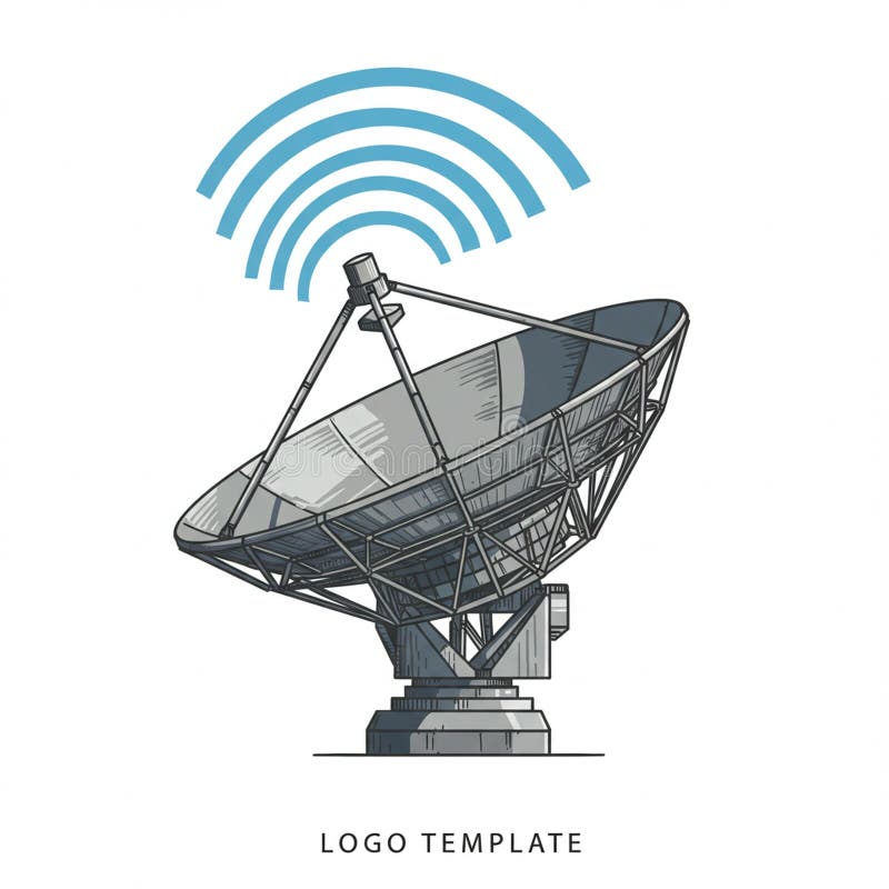 Large, Detailed Illustration of a Satellite Dish, Featuring a Gray ...