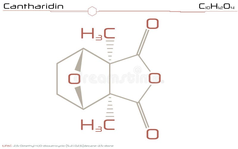Molecule of Cantharidin stock vector. Illustration of brown - 111708390