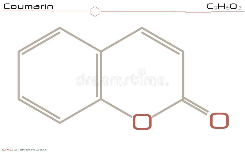 Molecule of Coumarin stock vector. Illustration of formula - 112751038