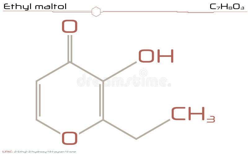 Molecule of Ethyl maltol stock vector. Illustration of chemistry ...