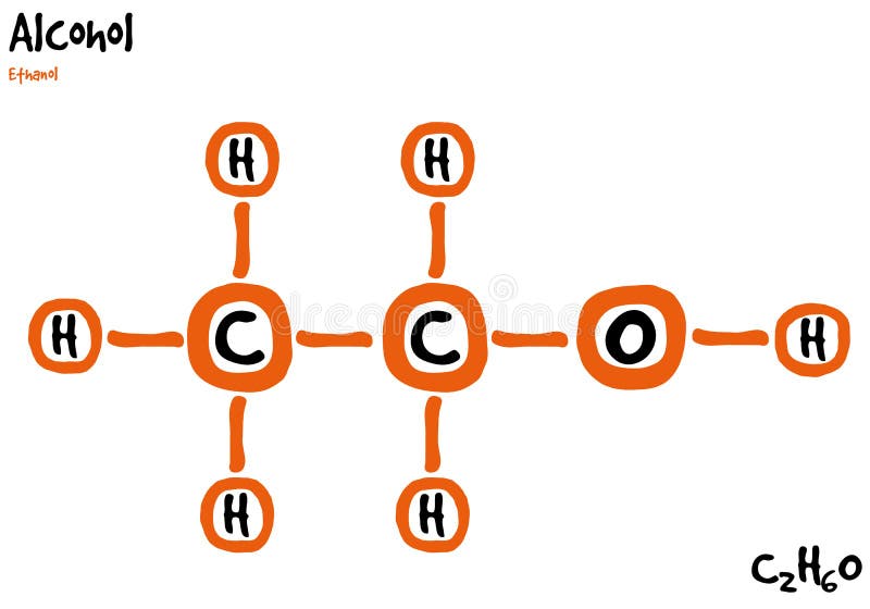 Drawn Molecule and Formula of Alcohol. Stock Vector - Illustration of ...