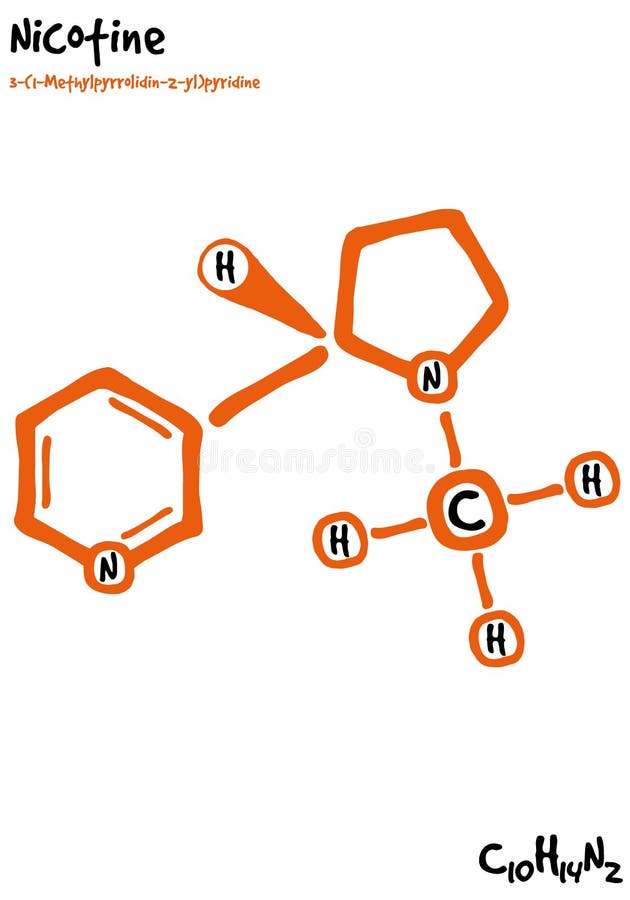 Drawn Molecule and Formula of Nicotine Stock Vector - Illustration of ...