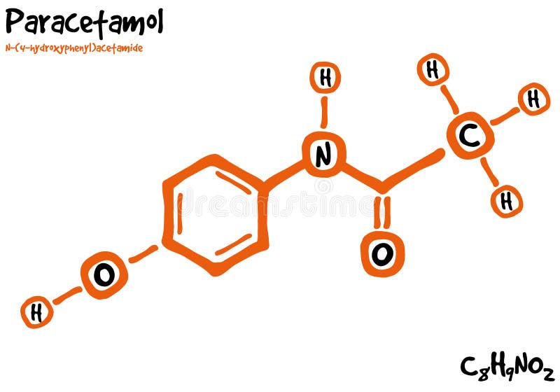 Drawn Molecule and Formula of Paracetamol Stock Vector - Illustration ...