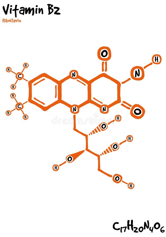 Drawn Molecule and Formula of Vitamin B2 Stock Vector - Illustration of ...