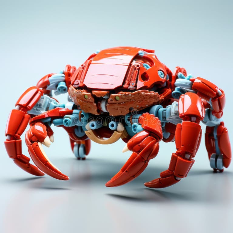 Realistic Red Lego Crab Design with Futuristic Elements Stock ...