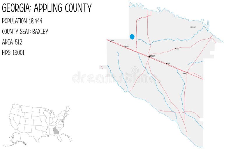Large and Detailed Map of Appling County in Georgia Stock Vector ...