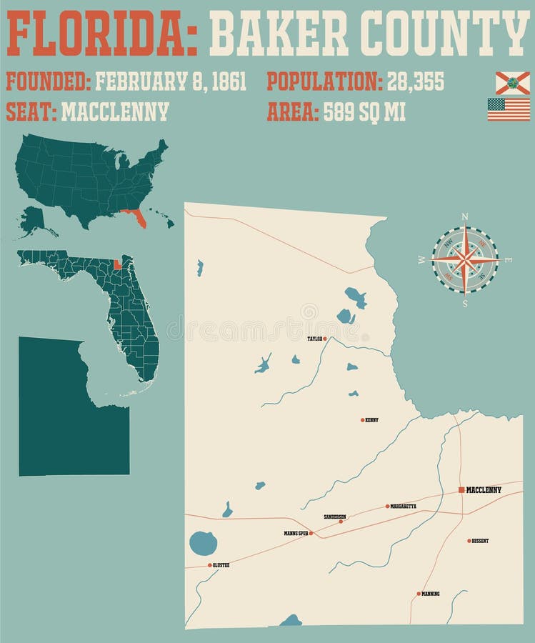 Baker County, Oregon Outline Map Set Stock Vector - Illustration of ...