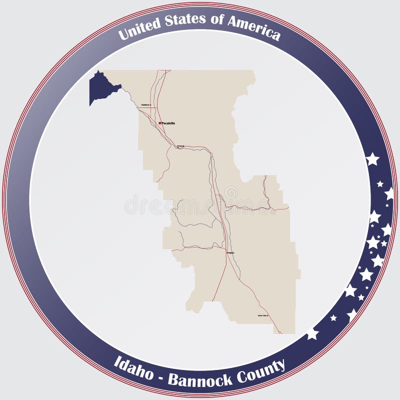 Map of Bannock County in Idaho Stock Vector - Illustration of roads ...