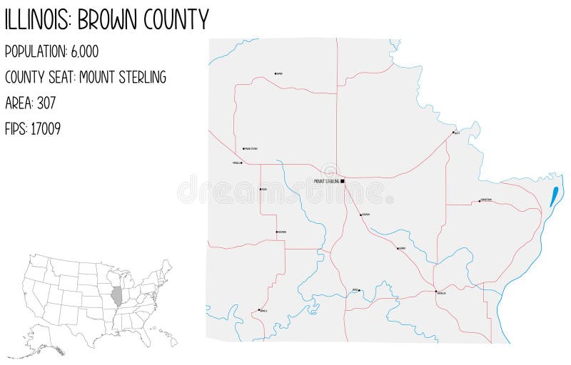 Large and Detailed Map of Brown County in Illinois Stock Vector - Illustration of federal ...