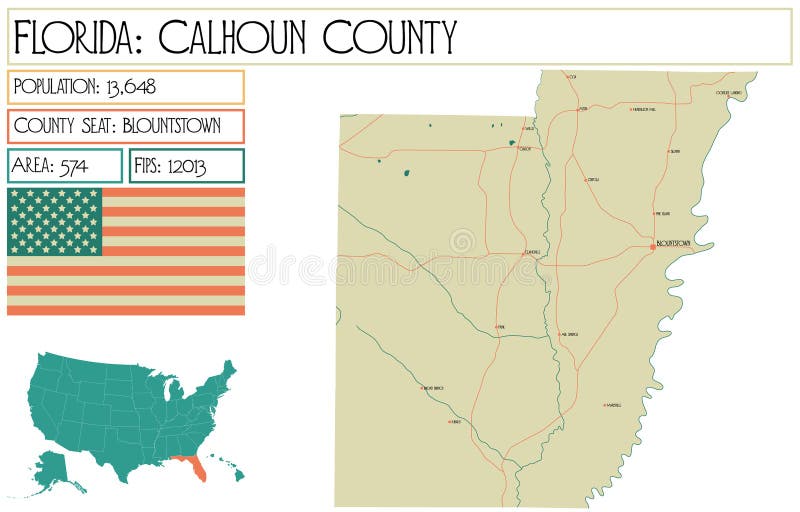 Map of Calhoun County in Florida USA Stock Vector - Illustration of ...