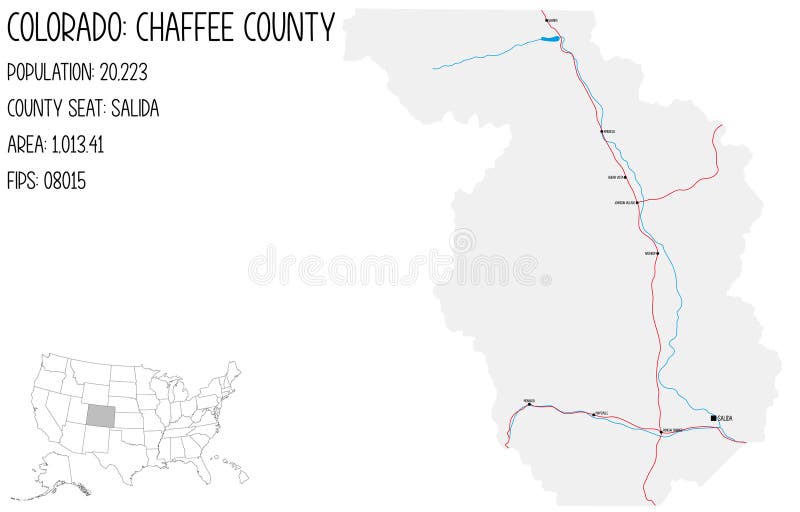 Map of Chaffee County in Colorado, USA Stock Vector - Illustration of ...