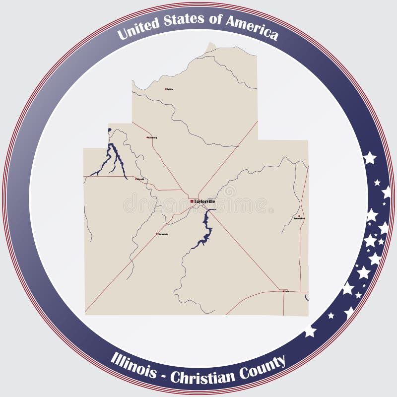 Map of Christian County in Illinois Stock Vector - Illustration of ...