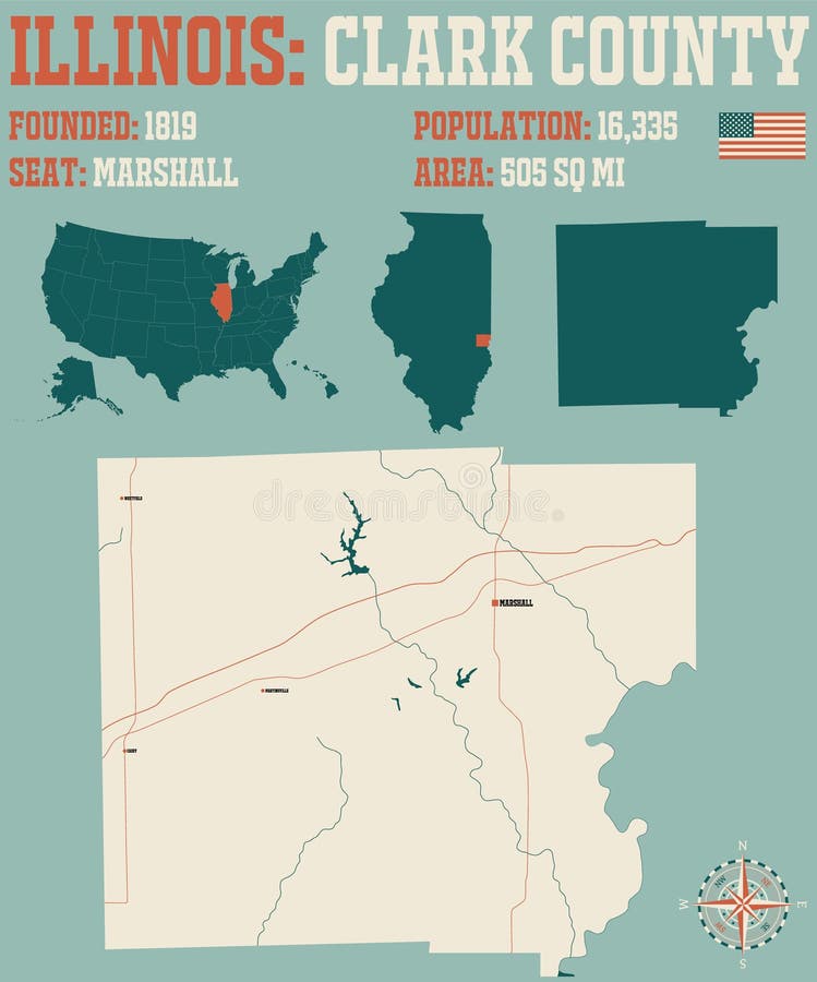 Map of Clark County in Arkansas Stock Vector - Illustration of blue ...