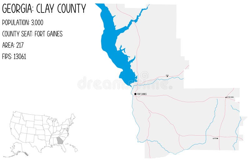 Map of Clay County in Florida Stock Vector - Illustration of federal ...