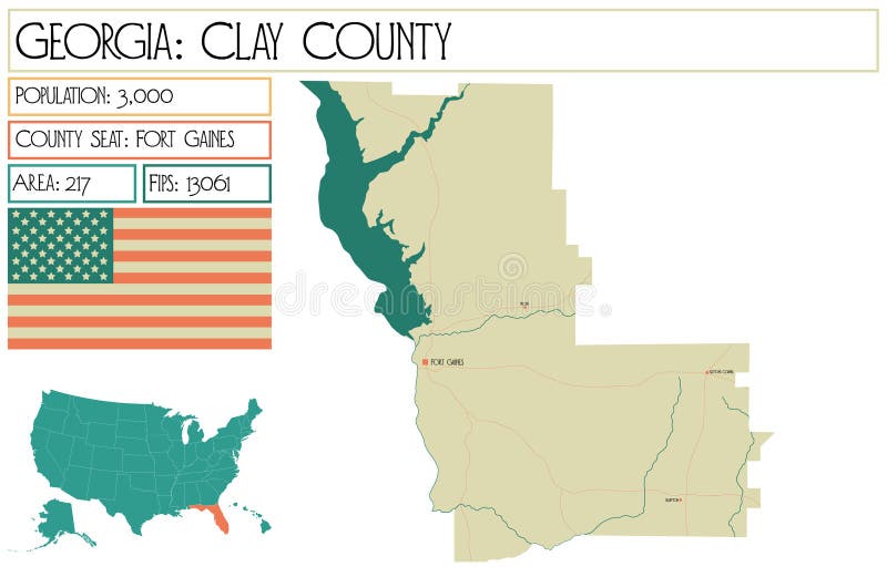 Map of Clay County in Florida Stock Vector - Illustration of federal ...