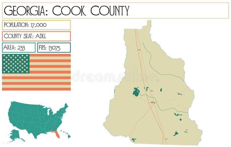 Map of Cook County in Georgia USA Stock Vector - Illustration of census ...