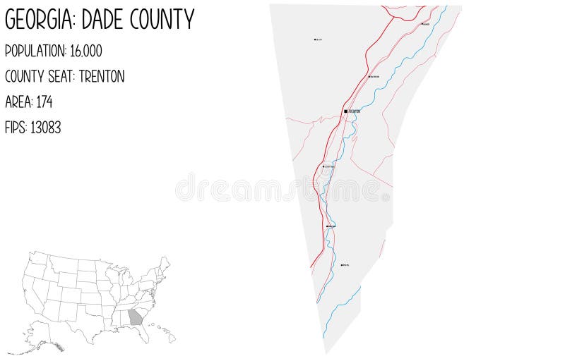 Map of Dade County in Georgia, USA Stock Vector - Illustration of sign ...