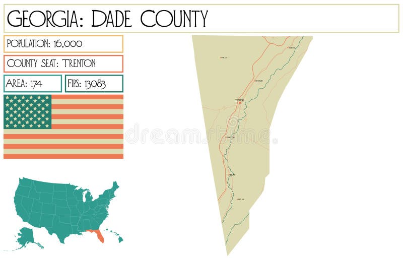 Map of Dade County in Georgia USA Stock Vector - Illustration of ...