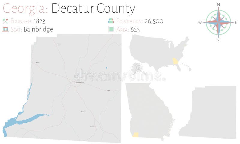 Map of Decatur in Georgia stock vector. Illustration of georgia - 191394661