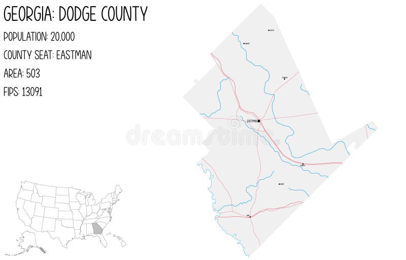 Large and Detailed Map of Dodge County in Georgia Stock Vector ...