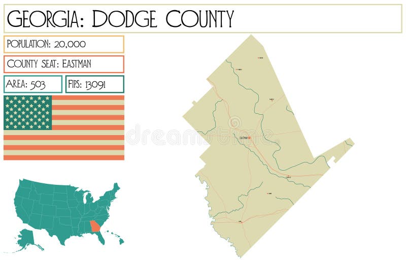 Large and Detailed Map of Dodge County in Georgia Stock Vector ...