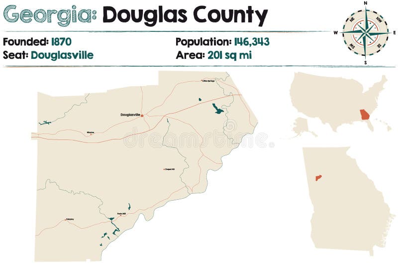 Map of Douglas County in Colorado Stock Vector - Illustration of ...