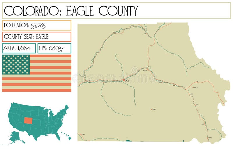 Map of Eagle County in Colorado USA Stock Vector - Illustration of ...