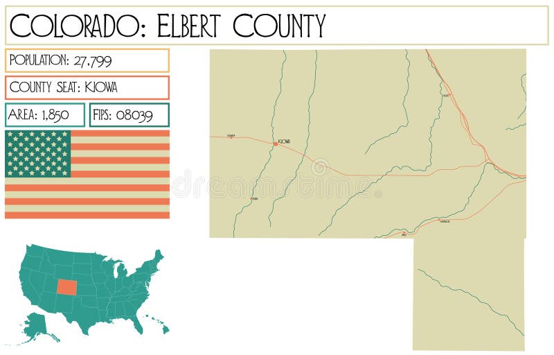 Map of Elbert County in Colorado USA Stock Vector - Illustration of ...