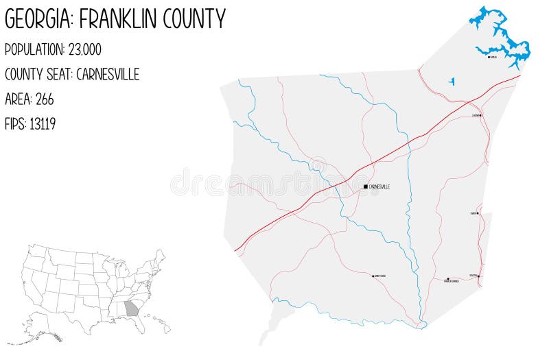 Large and Detailed Map of Franklin County in Georgia Stock Vector ...
