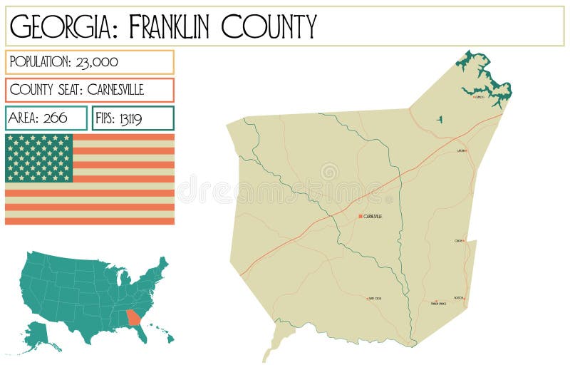 Large and Detailed Map of Franklin County in Georgia Stock Vector ...