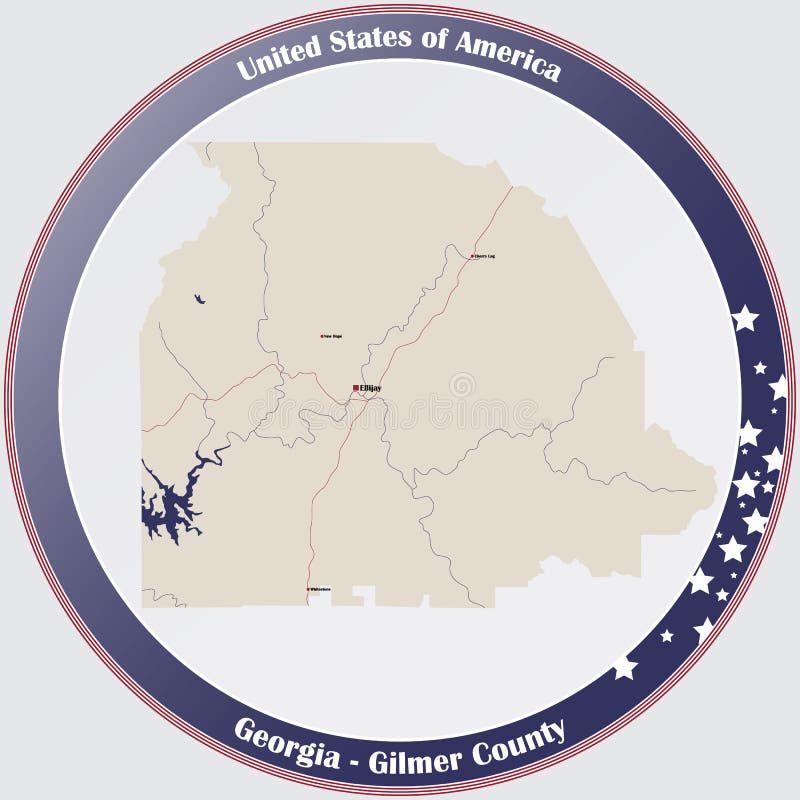 Map of Gilmer County in Georgia Stock Vector - Illustration of american ...