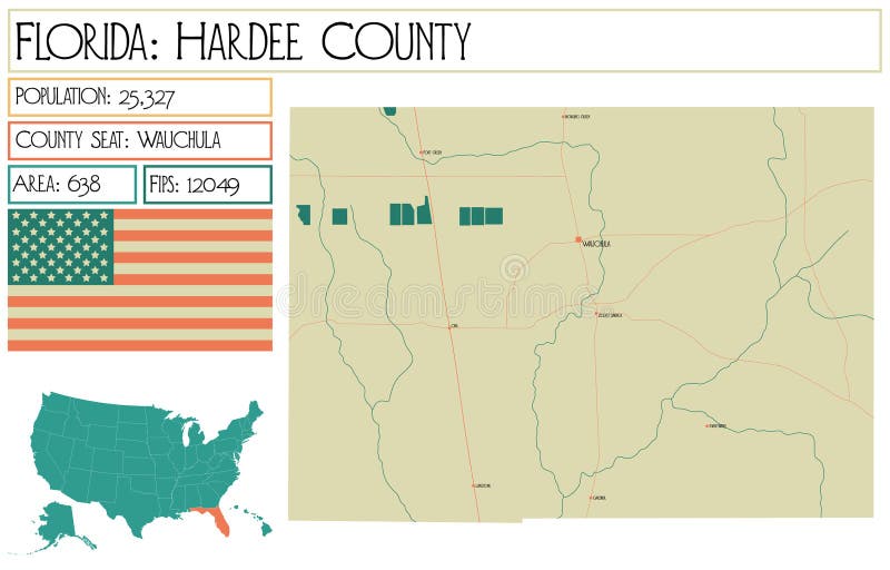 Map of Hardee County in Florida USA. Stock Vector - Illustration of ...