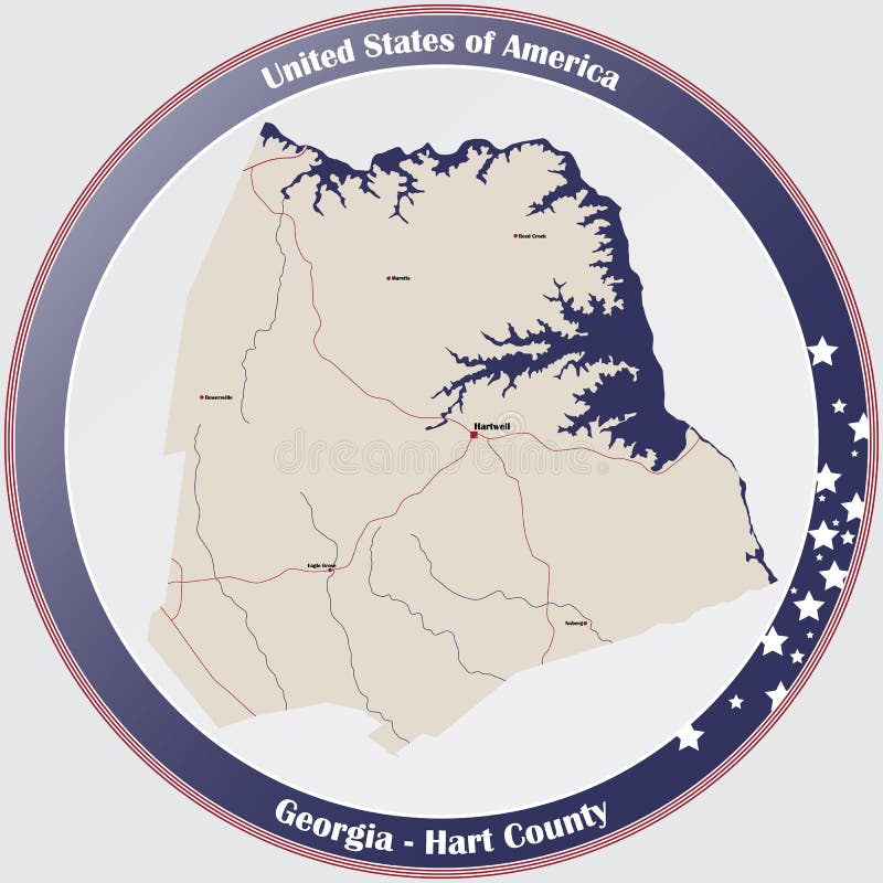 Map of Hart County in Georgia Stock Vector - Illustration of road, gray ...