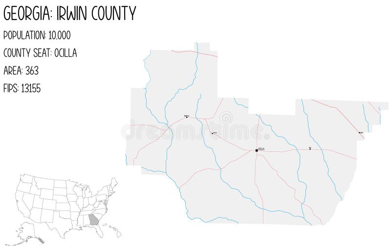Large and Detailed Map of Irwin County in Georgia. Stock Vector ...