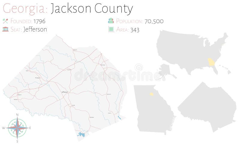 Map of Jackson in Georgia stock vector. Illustration of jackson - 199175752