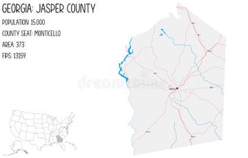 Large and Detailed Map of Jasper County in Georgia. Stock Vector ...