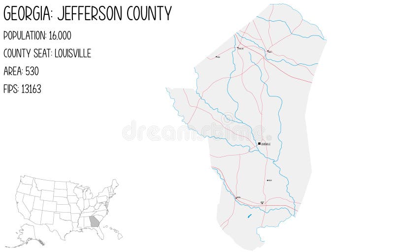 Large and Detailed Map of Jefferson County in Georgia. Stock Vector ...